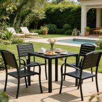 China UV Resistant HPL Outdoor Table and Chairs Set Durable Garden Furniture 120x70cm for sale