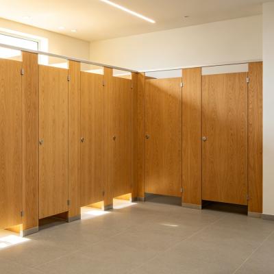 China Waterproof Fireproof HPL Toilet Partition 12mm Solid Phenolic Core with Stainless Steel Hardware for sale