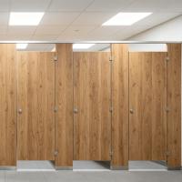 China Waterproof Fireproof HPL Toilet Partition 12mm Solid Phenolic Core with Stainless Steel Hardware for sale