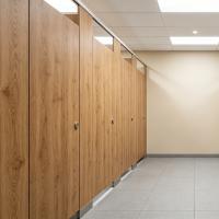 China Waterproof Fireproof HPL Toilet Partition 12mm Solid Phenolic Core with Stainless Steel Hardware for sale