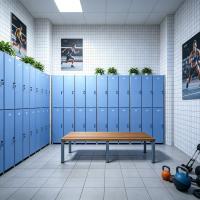 China HPL Solid Color Gym Locker 300x450x1800mm Waterproof Fitness Club Storage for sale