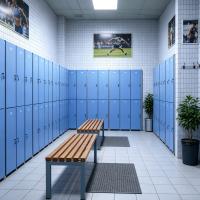 China HPL Solid Color Gym Locker 300x450x1800mm Waterproof Fitness Club Storage for sale