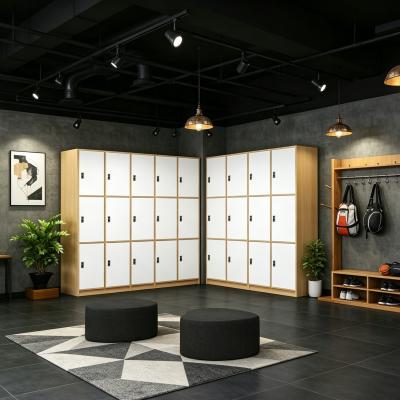 China Light Wood HPL Locker 1800x900x450mm Scratch Resistant Commercial Storage Lockers Waterproof Moisture Proof for sale