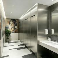 China Commercial Metal Faced Compact HPL Toilet Partition 18mm Water Resistant Impact Proof Public Restroom for sale