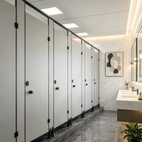 China Impact Resistant HPL Toilet Partition 18mm Gray Commercial Bathroom Stall Divider Customizable for sale