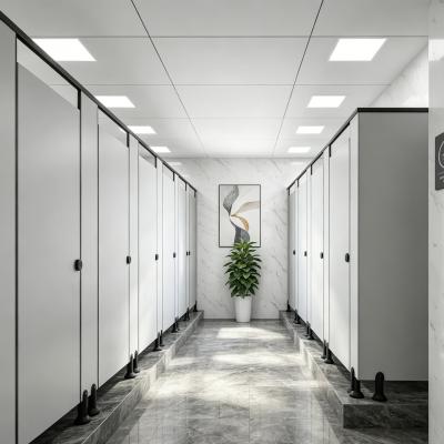 China White Gray HPL Toilet Cubicle Partition 12mm 18mm Commercial Restroom Stall Divider Plastic Accessories for sale