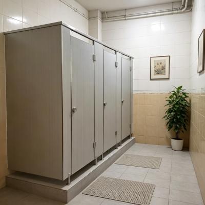 China 304 Stainless Steel Framed Wood Grain Compact Laminate Toilet Partition 18mm HPL for sale