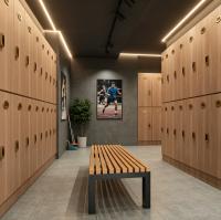 China 12mm Compact HPL Wood Grain Gym Locker with Digital Lock for Locker Room for sale