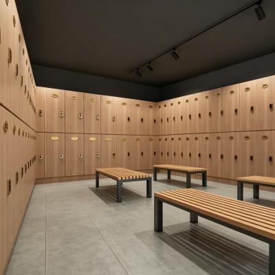 China 12mm Compact HPL Wood Grain Gym Locker with Digital Lock for Locker Room for sale