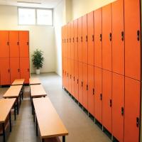 China Yellow Compact Laminate HPL Locker 1800x450x900mm Commercial Gym Storage Cabinet for sale