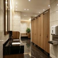 China Wood Grain HPL Partition 12mm 18mm Luxury Commercial Restroom Stalls Metal Fittings for sale