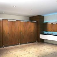 China Waterproof Wood Grain HPL Toilet Partition 18mm Commercial Bathroom Cubicle for sale