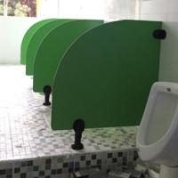 China Custom Kindergarten Toilet Partition Eco Friendly HPL Cubicle 18mm Protection Decoration for sale