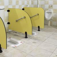 China Durable Waterproof Fireproof Kids Toilet Partition for Kindergarten School 1200mm Height for sale