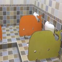 China HPL Honeycomb Board Kids Toilet Partition 1200mm Height Preschool Toilet Cubicle with Decor Protection for sale