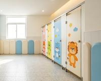 China HPL Toilet Cubicles Colorful Design Easy Clean for Kindergarten Public Washroom 12mm for sale