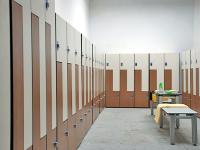China 12mm Compact HPL Wood Grain Gym Locker with Digital Lock for Locker Room for sale