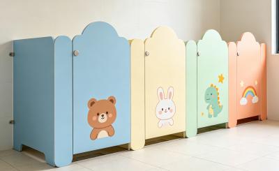 China Custom Cartoon HPL Kids Toilet Partitions | Child-Safe & Easy Clean for sale