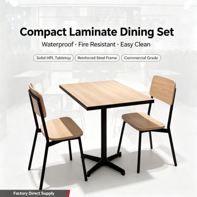 China Commercial HPL Compact Dining Table and Chair Set, Waterproof Fireproof Anti-scratch Canteen Furniture for Restaurant Cafe School Hospital for sale