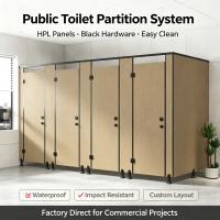 China Commercial HPL Toilet Partition, Waterproof Moisture-proof Phenolic Compact Board Public Restroom Partition with Hardware Fittings for sale