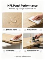 China Commercial HPL Toilet Partition, Waterproof Moisture-proof Phenolic Compact Board Public Restroom Partition with Hardware Fittings for sale