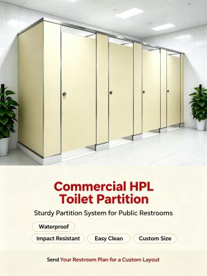 China Commercial HPL Public Toilet Stall, Moisture-proof Phenolic Compact Restroom Partition for sale