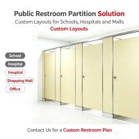 China Commercial HPL Public Toilet Stall, Moisture-proof Phenolic Compact Restroom Partition for sale