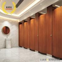 China ood Grain Compact HPL Toilet Partition Waterproof Fireproof Stainless Steel Public Restroom Stall Partition for sale