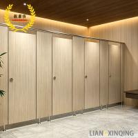 China ood Grain Compact HPL Toilet Partition Waterproof Fireproof Stainless Steel Public Restroom Stall Partition for sale