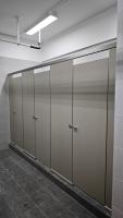China Compact HPL Toilet Partition, Commercial Restroom Stall Divider, Public Washroom Cubicle with Urinal Screen for sale