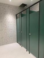 China HPL Compact Laminate Toilet Cubicles | Modern Office Building Restroom Partitions, Phenolic Core Waterproof Washroom Divider for sale