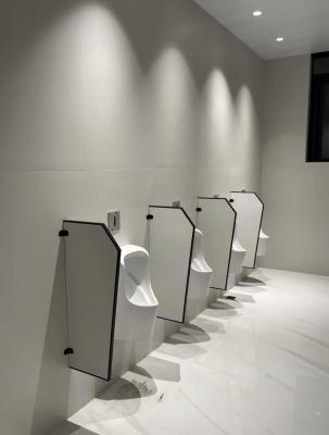 China White Compact Laminate Toilet Cubicle Partition with Black Stainless Steel Hardware, Commercial Restroom Stall Dividers for sale