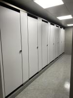 China Compact Laminate Toilet Cubicles, Waterproof Phenolic Resin Public Restroom Toilet Partitions with 304 Stainless Steel Hardware for sale