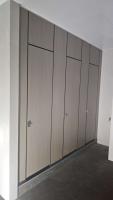 China Commercial Grade Floor-to-Ceiling Compact Laminate (HPL) Toilet Partition Wall, Customizable Restroom Cubicle Solution for sale
