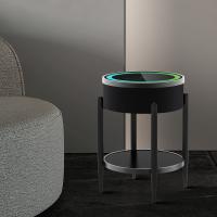 China Modern Bluetooth Coffee Smart Bedside Table Speaker Wireless Charging Nightstand for sale