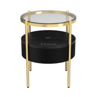 China Tempered Glass Smart Wireless Charging End Table Built In USB Ports for sale