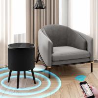 China OEM ODM MDF Bluetooth Speaker Table Wireless Charging LED Touch Control Night Stand for sale