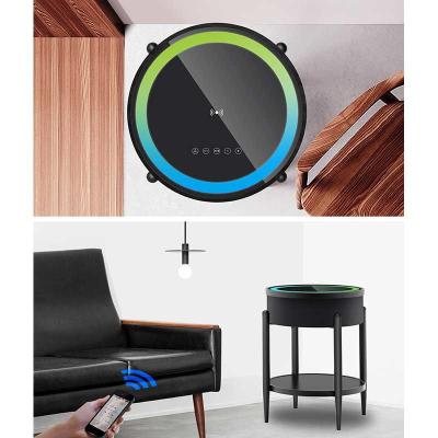 China Wooden Texture MDF Bluetooth Speaker Table 20W Stereo Sound Wireless Charging Side Table for sale