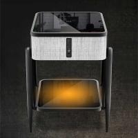 China Bluetooth 5.0 MDF Bedside Table Speaker Wireless Charging Nightstand For Bedroom Decor for sale