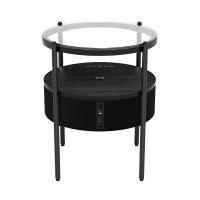 China Tempered Glass Smart Wireless Charging End Table Built In USB Ports for sale
