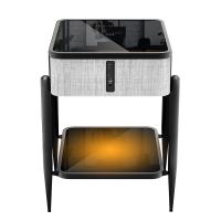 China Bluetooth 5.0 MDF Bedside Table Speaker Wireless Charging Nightstand For Bedroom Decor for sale
