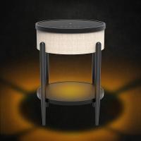 China Wooden Texture MDF Bluetooth Speaker Table 20W Stereo Sound Wireless Charging Side Table for sale