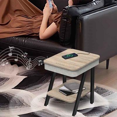 China Bluetooth MDF Smart Home Furniture 10W Wireless Charging Side Table for sale