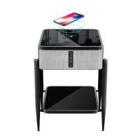 China Bluetooth 5.0 MDF Bedside Table Speaker Wireless Charging Nightstand For Bedroom Decor for sale