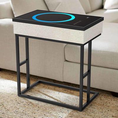 China Multifunctional RGB Ambient Integrated Wireless Charging Coffee Table Bluetooth Phone Nightstand for sale