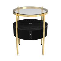 China Bluetooth Speaker Smart Home Furniture Tempered Glass Modern End Table With USB Ports for sale