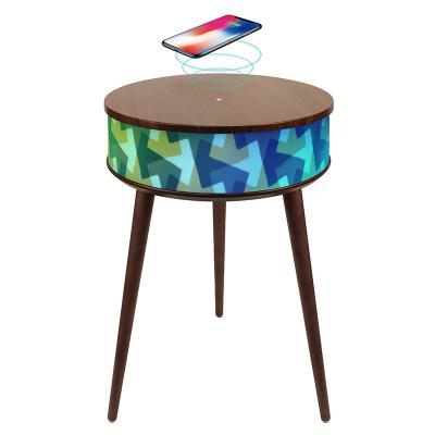 China Portable Bedside Speaker Table Nightstand With Wireless Charging LED Light Touch Control for sale