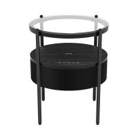 China LED Glass Integrated Tiered End Tables Bluetooth Speaker Bedside Table With USB Port for sale
