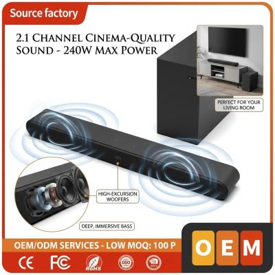 China Soundbar Speaker System 100W 2.1CH Bluetooth 5.1 Wireless Soundbar Speaker with 6.5
