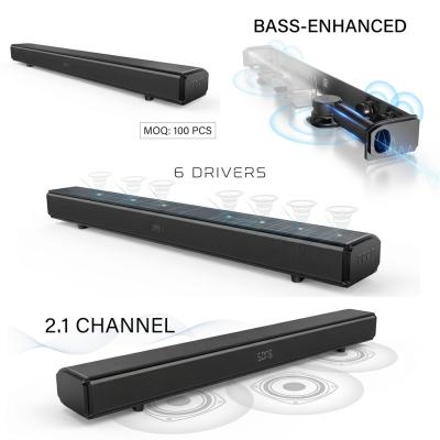 China Built-in Subwoofer 100W 2.1CH Surround Sound Bar for Television, DSP Audio Processing Bluetooth Soundbar with Optical HDMI ARC Inputs & Remote Control for sale